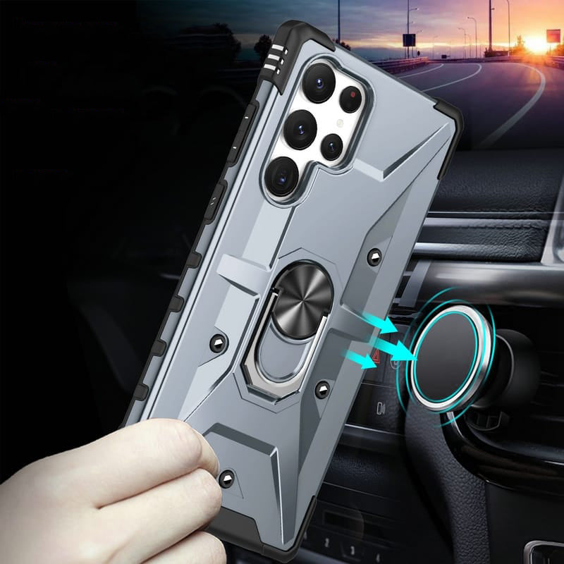 Ring Holder Silver Matte Armour Cover for Samsung S23 & S23 Ultra ...