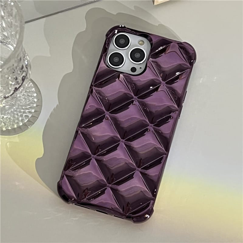 Glossy Diamond Pattern Grid Luxury Cover for iPhone 14 Pro series ...